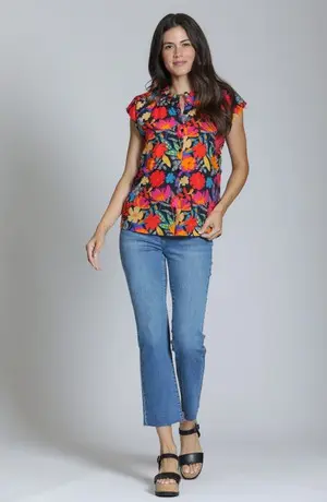 APNY Printed Cap Sleeve Top