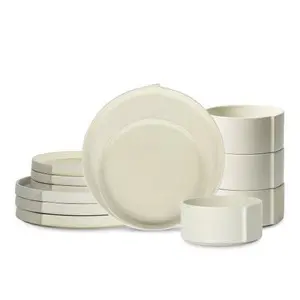 STONE + LAIN Bao Stoneware 12-piece Dinnerware Set Beige