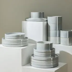 STONE + LAIN Bao Stoneware 12-piece Dinnerware Set - Blue-grey