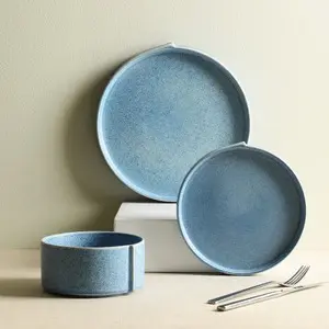 STONE + LAIN Bao Stoneware 12-piece Dinnerware Set Blue