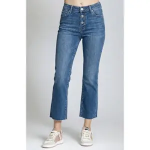 APNY Raw Hem Straight Leg Jeans - Medium Indigo