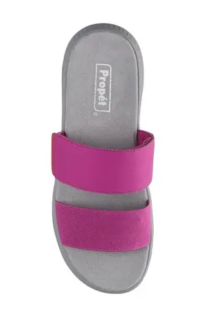PROPET Travelactive Allegra Slide Sandal - Grey/fuchsia