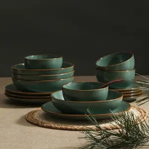 STONE + LAIN Brasa Stoneware 16-piece Dinnerware Set - Green