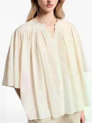Peserico Gathered V-neck Blouse