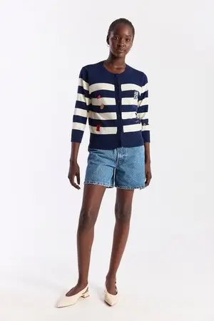 WISPR Striped Cropped Cardigan