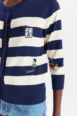 WISPR Striped Cropped Cardigan