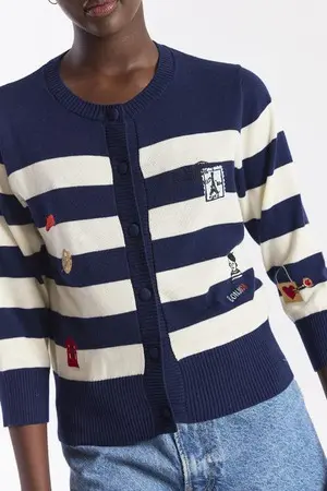 WISPR Striped Cropped Cardigan
