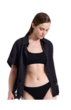 LUMA GOTTEX Amalfi Lace Button-down Shirt - Black