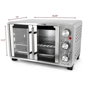 MEGACHEF French Door Multi-function Electric Toaster Oven With Temperature Control And Timer