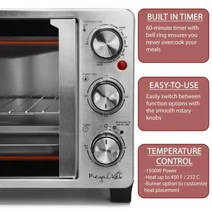 MEGACHEF French Door Multi-function Electric Toaster Oven With Temperature Control And Timer