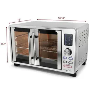 MEGACHEF Digital Electric French Door Multi-function Counter Top Oven With Rotisserie Set