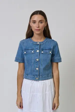 Central Park West Serena Short Sleeve Denim Jacket