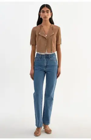 LAMARQUE Kirsi S | Suede Cropped Jacket - Latte