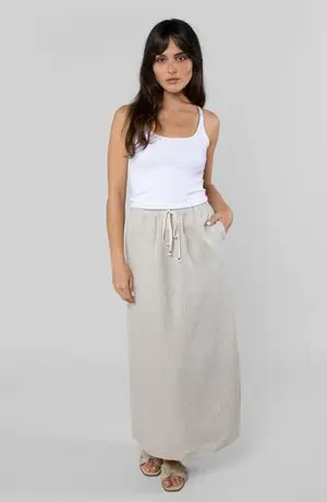 LEISURE LAB Linen Maxi Skirt - Oatmeal