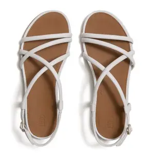 Fitflop Gracie Leather Strappy Flat Sandals - Urban White