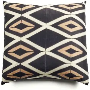 STUDIO VARIOUSLY Tisa Handcrafted Shibori Print Mulberry Silk Pillowcover Only - Black