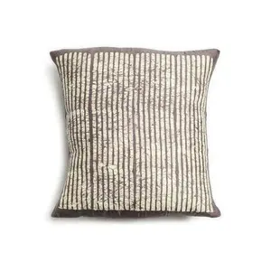 STUDIO VARIOUSLY Maple Black Hand Wax Block Printed Stripes Mulberry Silk Pillowcover Only