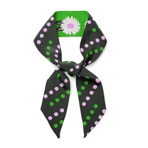 CENTINELLE Flower Twilly Ribbon Scarf - White