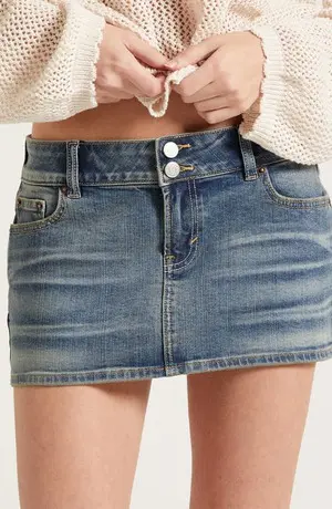 PACSUN Piper Micro Mini Skirt - Medium Indigo