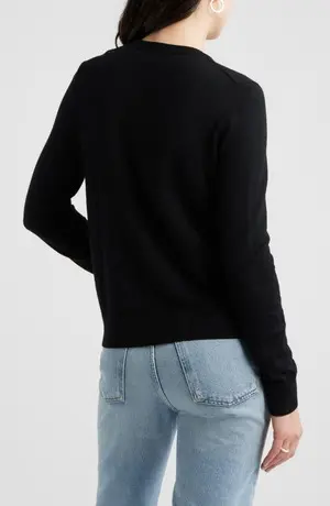 Caslon Merino Wool Blend Cardigan - Black