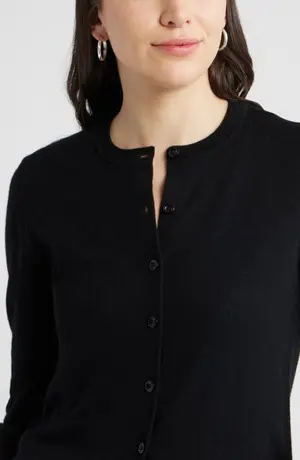 Caslon Merino Wool Blend Cardigan - Black