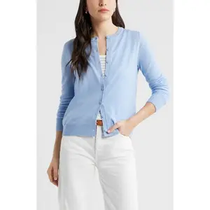 Caslon Merino Wool Blend Cardigan - Blue Windsurfer