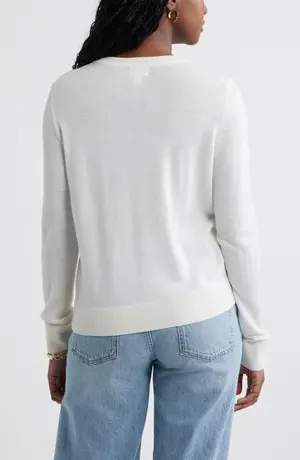 Caslon Merino Wool Blend Cardigan - White