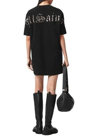 ALLSAINTS Fuse Logo Appliqué Mini T-shirt Dress