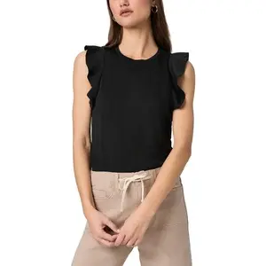 Paige Alaria Flutter Sleeve Top - Black