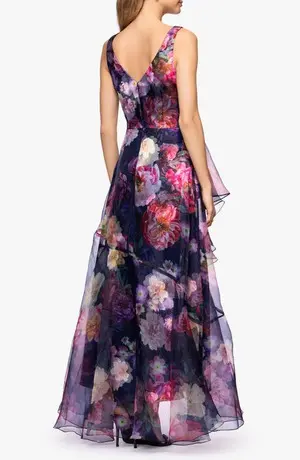 Betsy & Adam Floral Organza Gown