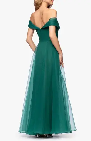 Betsy & Adam Off-the-shoulder Tulle Gown