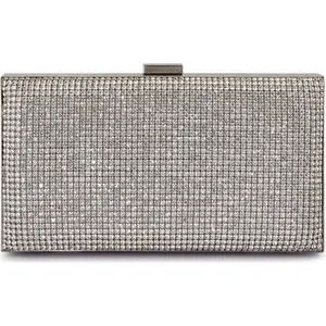 OLGA BERG Crystal Embellished Box Clutch - Silver