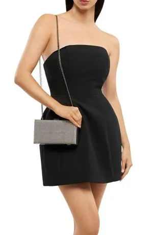 OLGA BERG Crystal Embellished Box Clutch - Silver