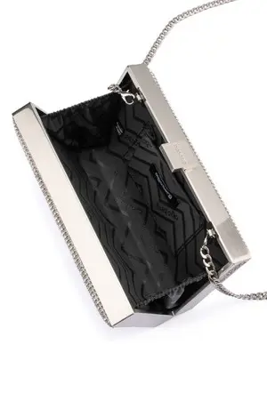 OLGA BERG Crystal Embellished Box Clutch - Silver
