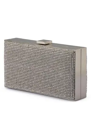 OLGA BERG Crystal Embellished Box Clutch - Silver