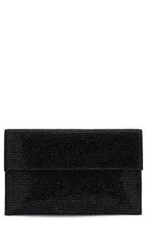 OLGA BERG Cara Crystal Envelope Clutch - Black