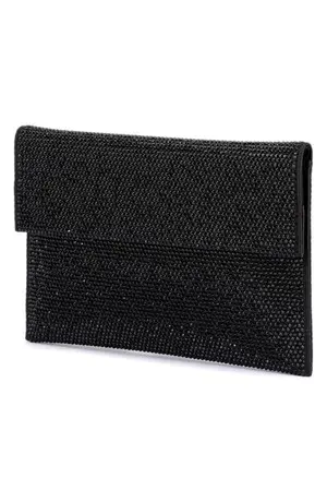 OLGA BERG Cara Crystal Envelope Clutch - Black