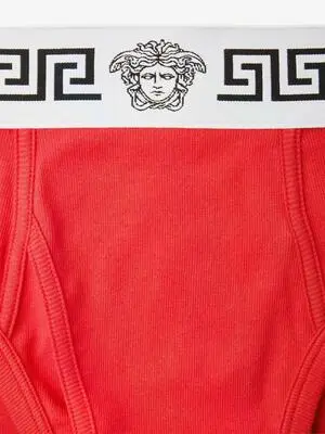 Versace Ribbed Cotton-jersey Briefs - Red