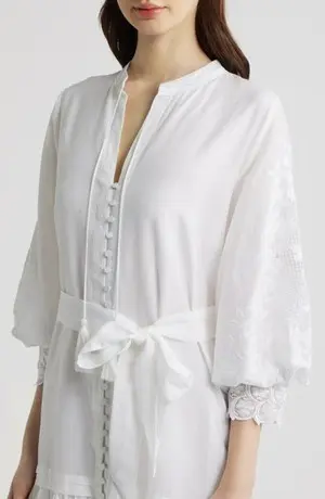 Kobi Halperin Erica Embroidered Cotton & Silk Dress - White