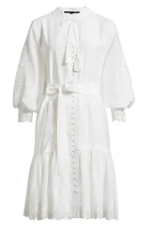 Kobi Halperin Erica Embroidered Cotton & Silk Dress - White
