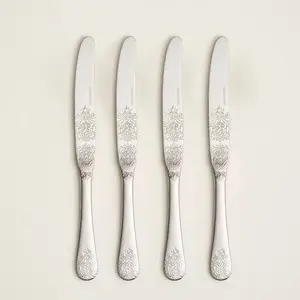 ZSA ZSA ZSU Dume Patterned Stainless Steel Dinner Knife Set Of 4 - Silver