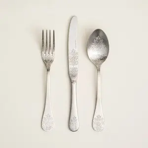 ZSA ZSA ZSU Dume Patterned Stainless Steel Dinner Knife Set Of 4 - Silver