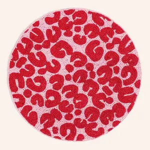 ZSA ZSA ZSU Dadri Beadded Placemat Animal 14 - Red