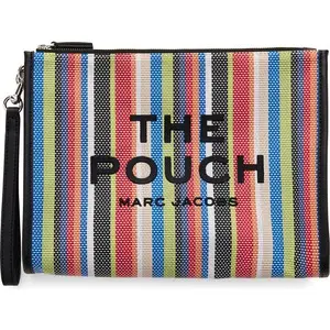 Marc Jacobs Large Stripe Mesh Pouch - Red Multi