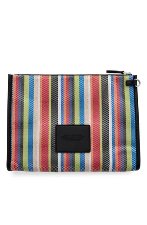 Marc Jacobs Large Stripe Mesh Pouch - Red Multi