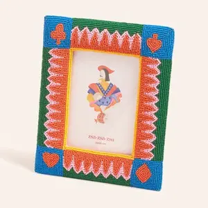 ZSA ZSA ZSU Dadri Decorative Beaded Wood Frame 8x7 In Multicolor