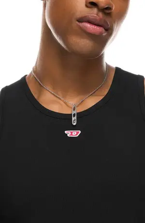 DIESEL® Oval D Bar Pendant Necklace