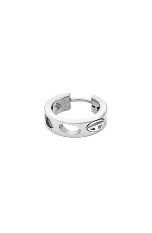 DIESEL® Oval D Logo Single Hoop Earring - Silver