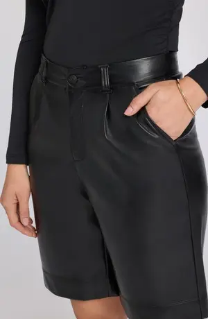 NYDJ Relaxed Faux Leather Bermuda Shorts - Black