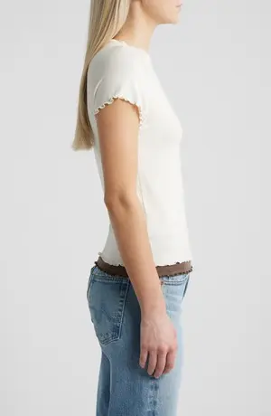 Mango Lettuce Edge Layered Top - Ecru